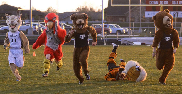 Mascot Hijinks at BruHawk Relays