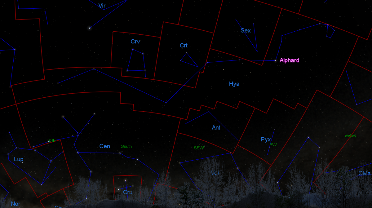 The largest constellation snakes across the sky