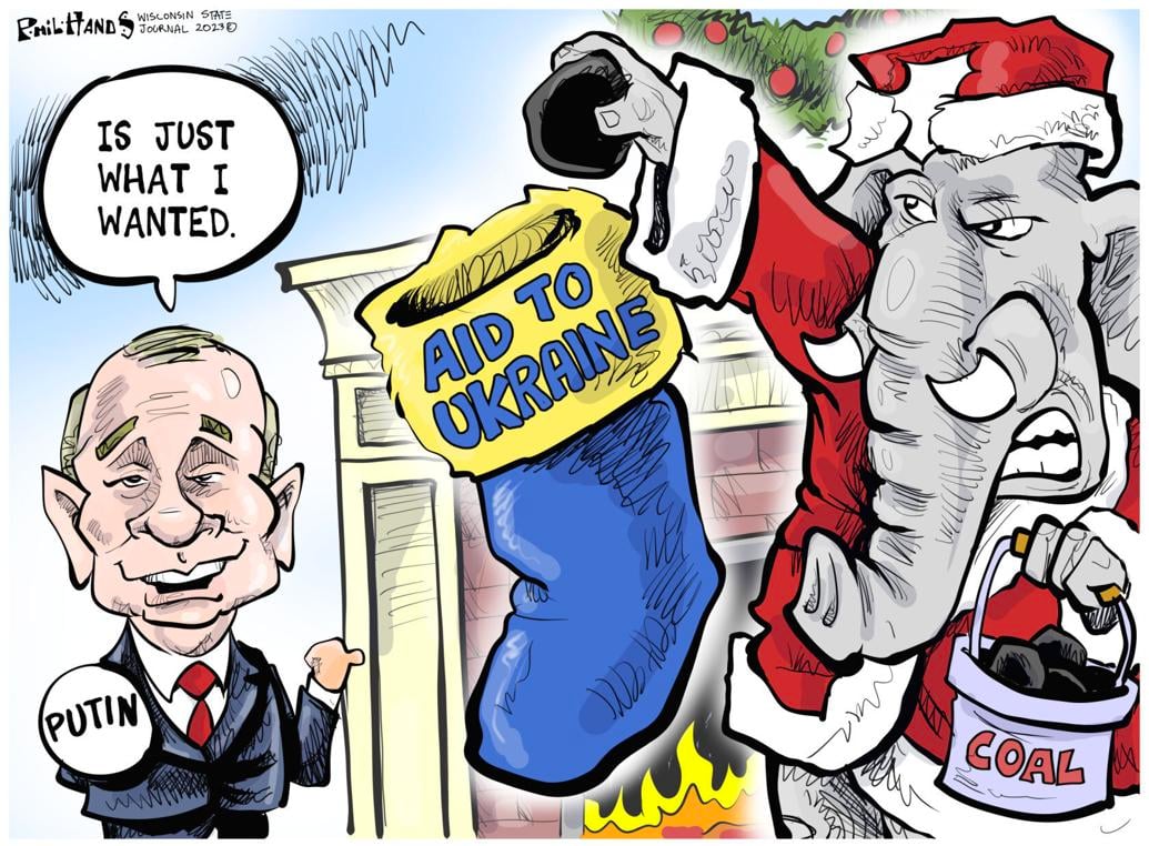 8 political cartoons debate aid to Ukraine