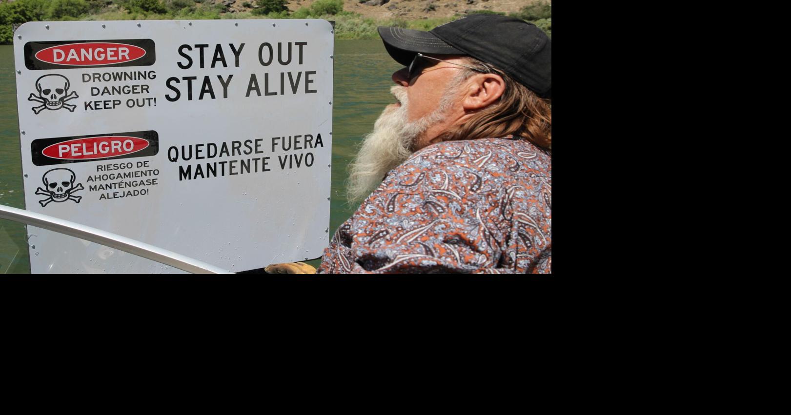 Hidden hazards: Sign warns of dangers at Pillar Falls