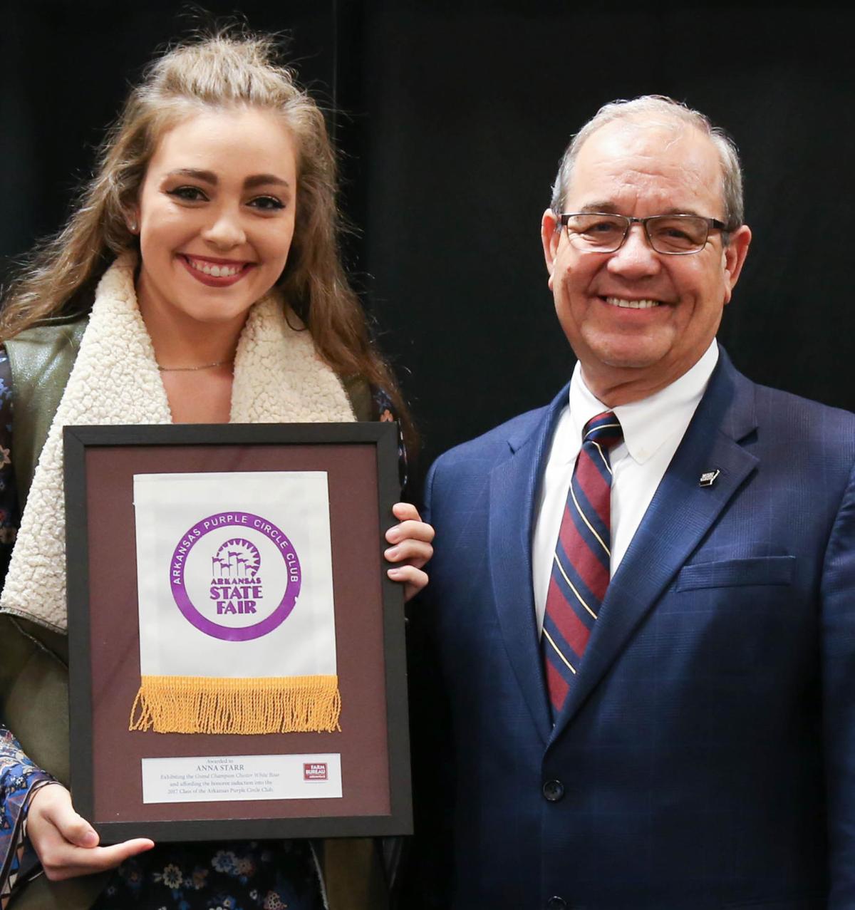 Anna Starr recognized for Grand Champion Chester Boar at state fair ...