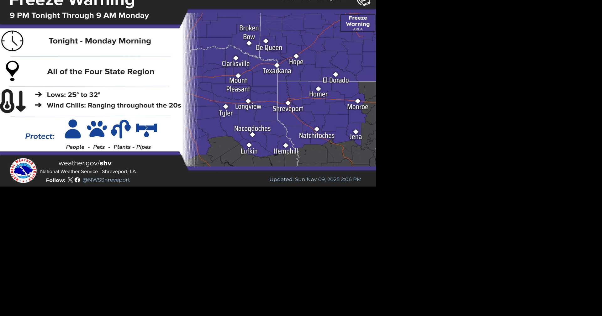 Magnolia Three-Day Weather/Sky Forecast: Monday morning freeze warning ...