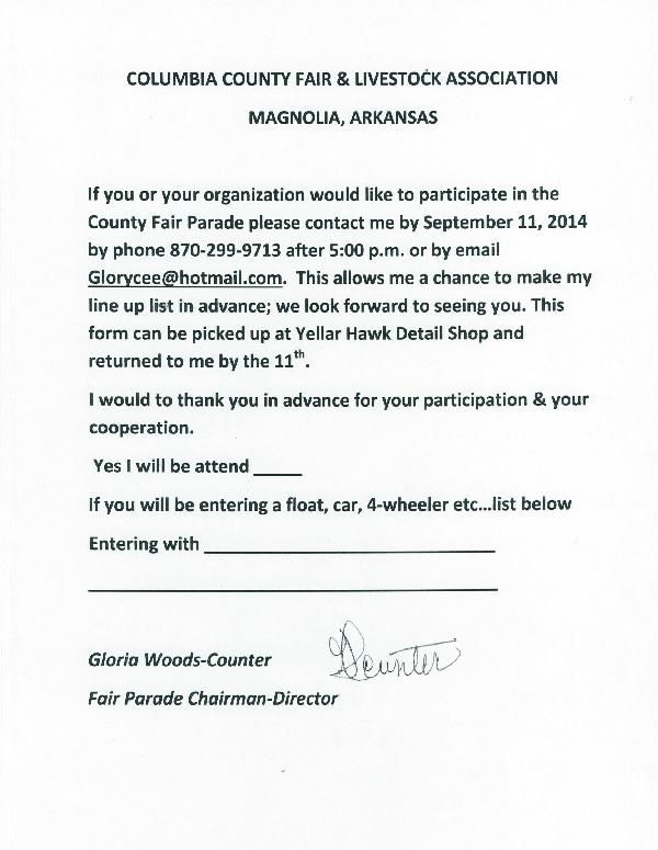 Fair Parade entry form | | magnoliareporter.com