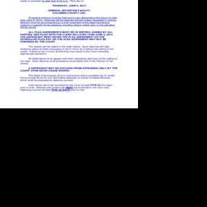 (With PDF of docket) Criminal court cases will be heard Thursday ...