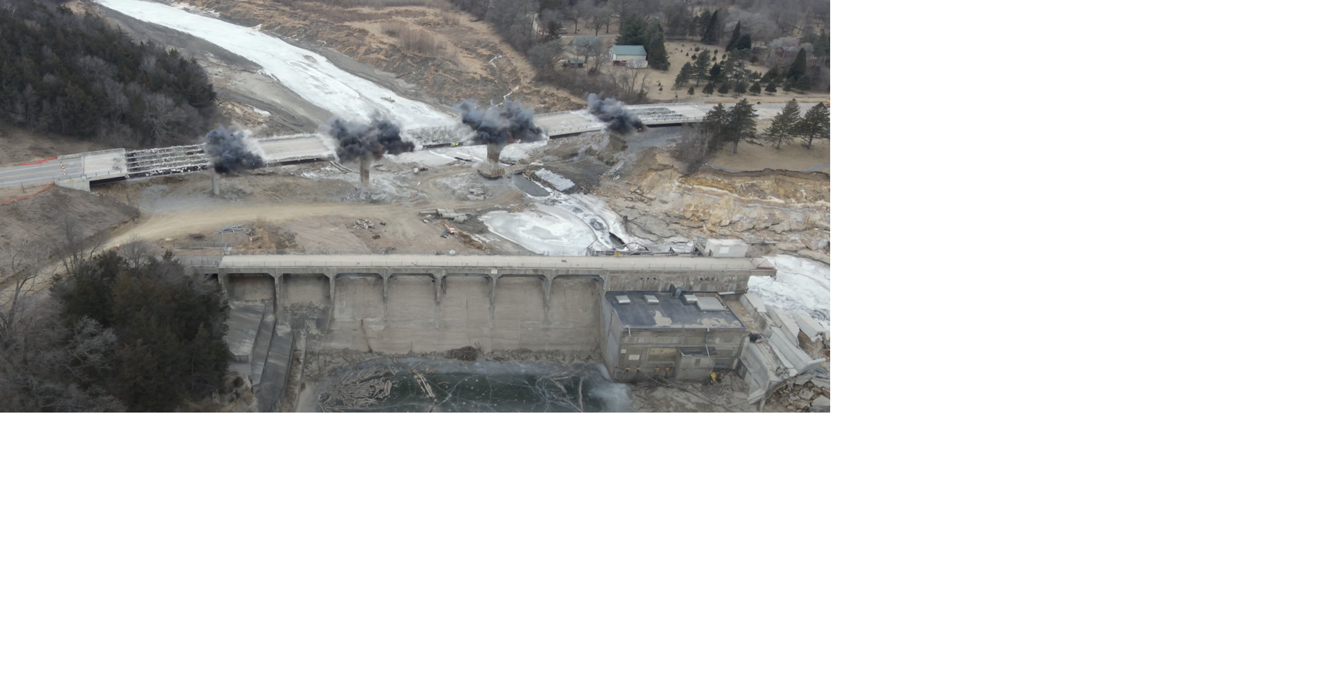 Explosives team takes down deck beams on bridge next to Rapidan Dam ...