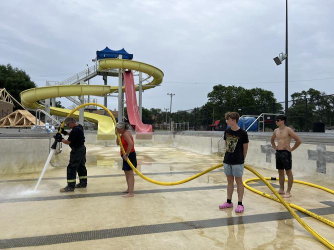 Pool drained, cleaned, refilled as crews continue to look for leak ...