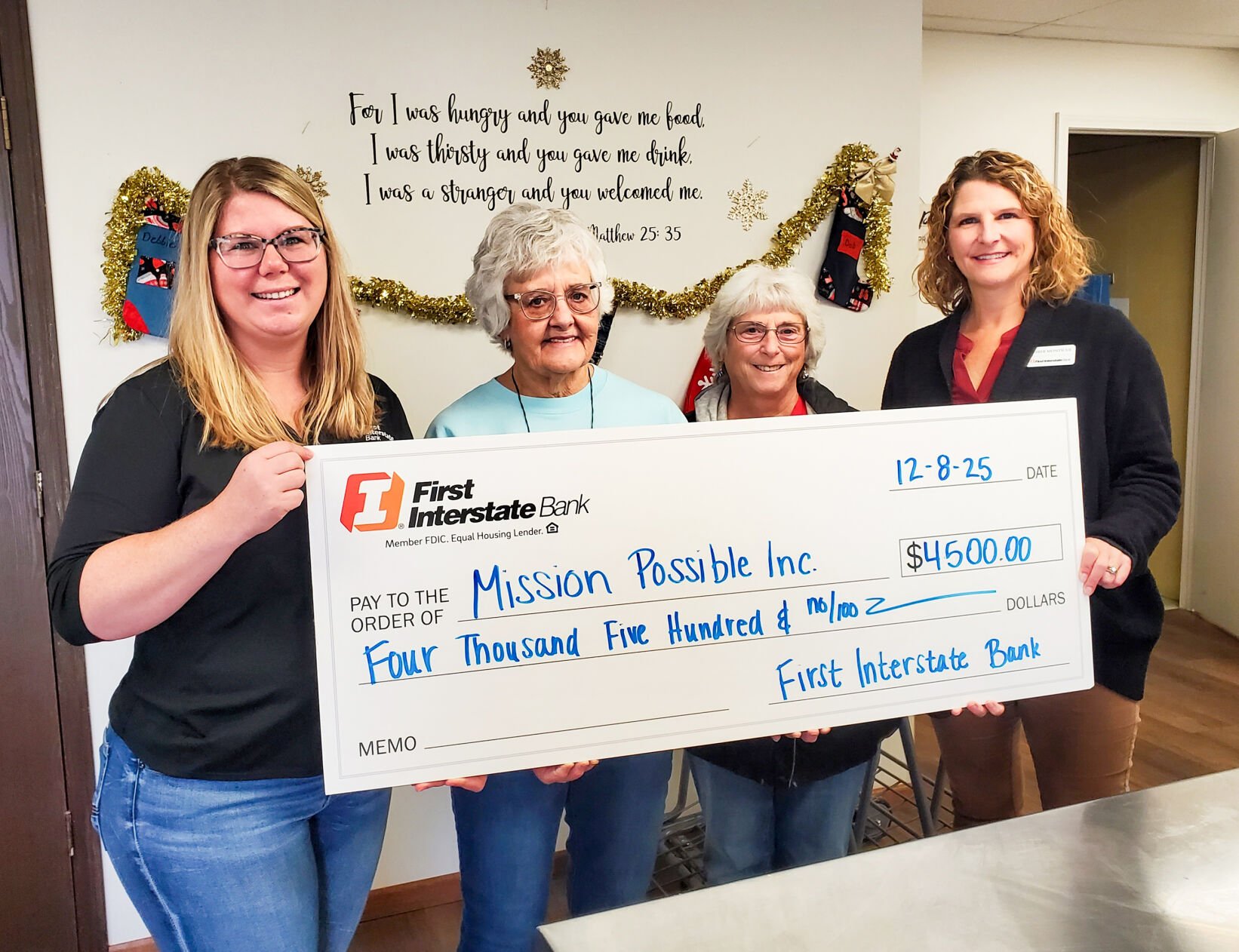 First Interstate donates to Mission Possible | Times-tribune ...