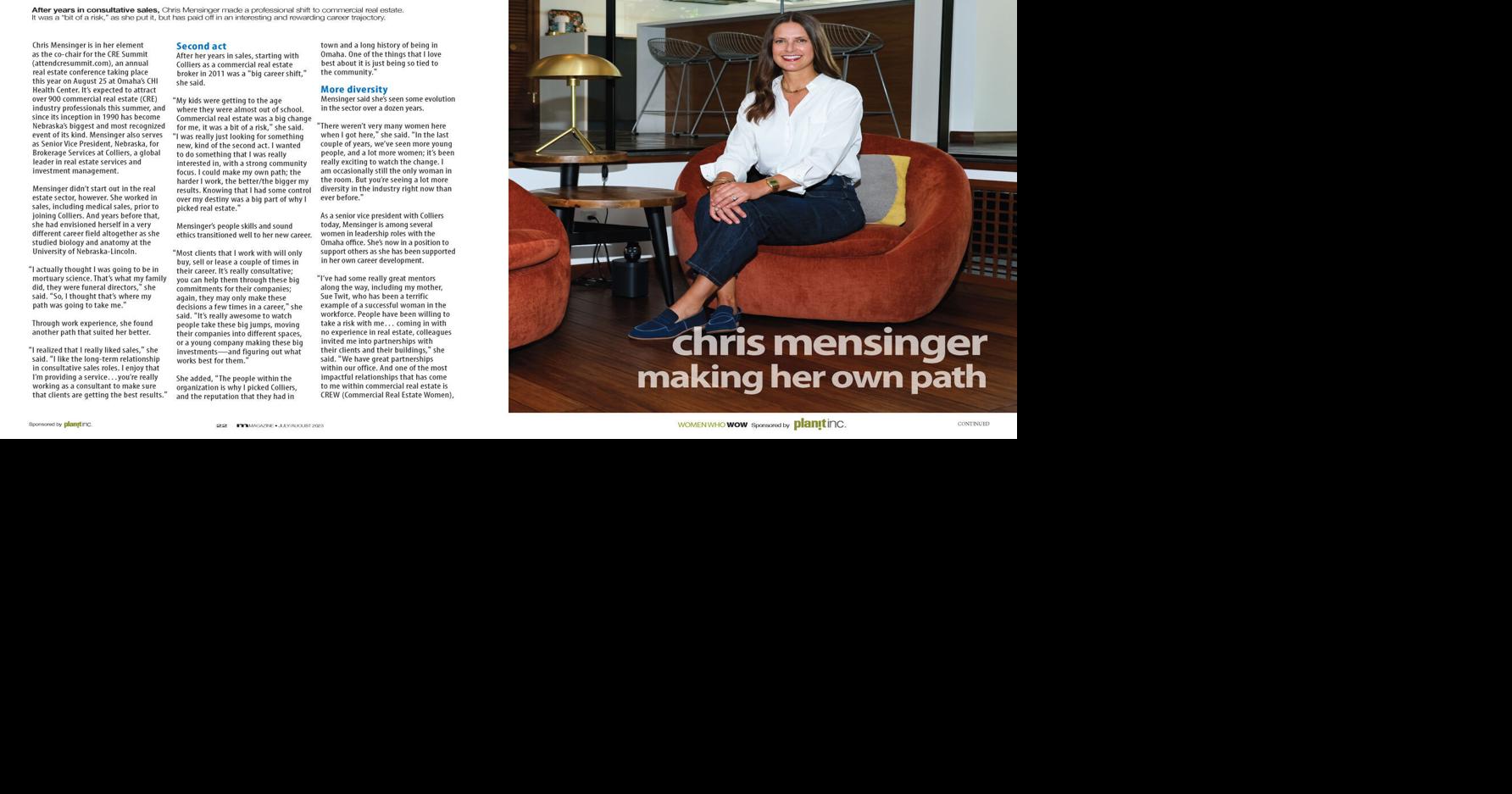 Women Who WOW: Chris Mensinger • Making Her Own Path JUL/AUG 2023 ...