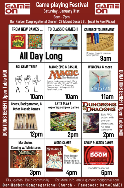 Bar Harbor Congregational Church offers games all day Jan. 31 ...
