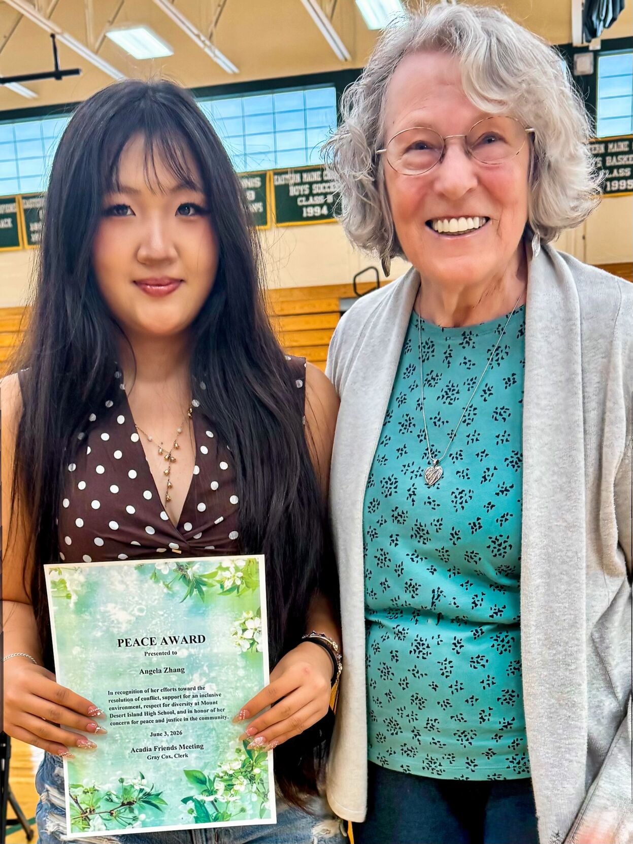 Angela Zhang receives Acadia Friends Peace Award | Education ...