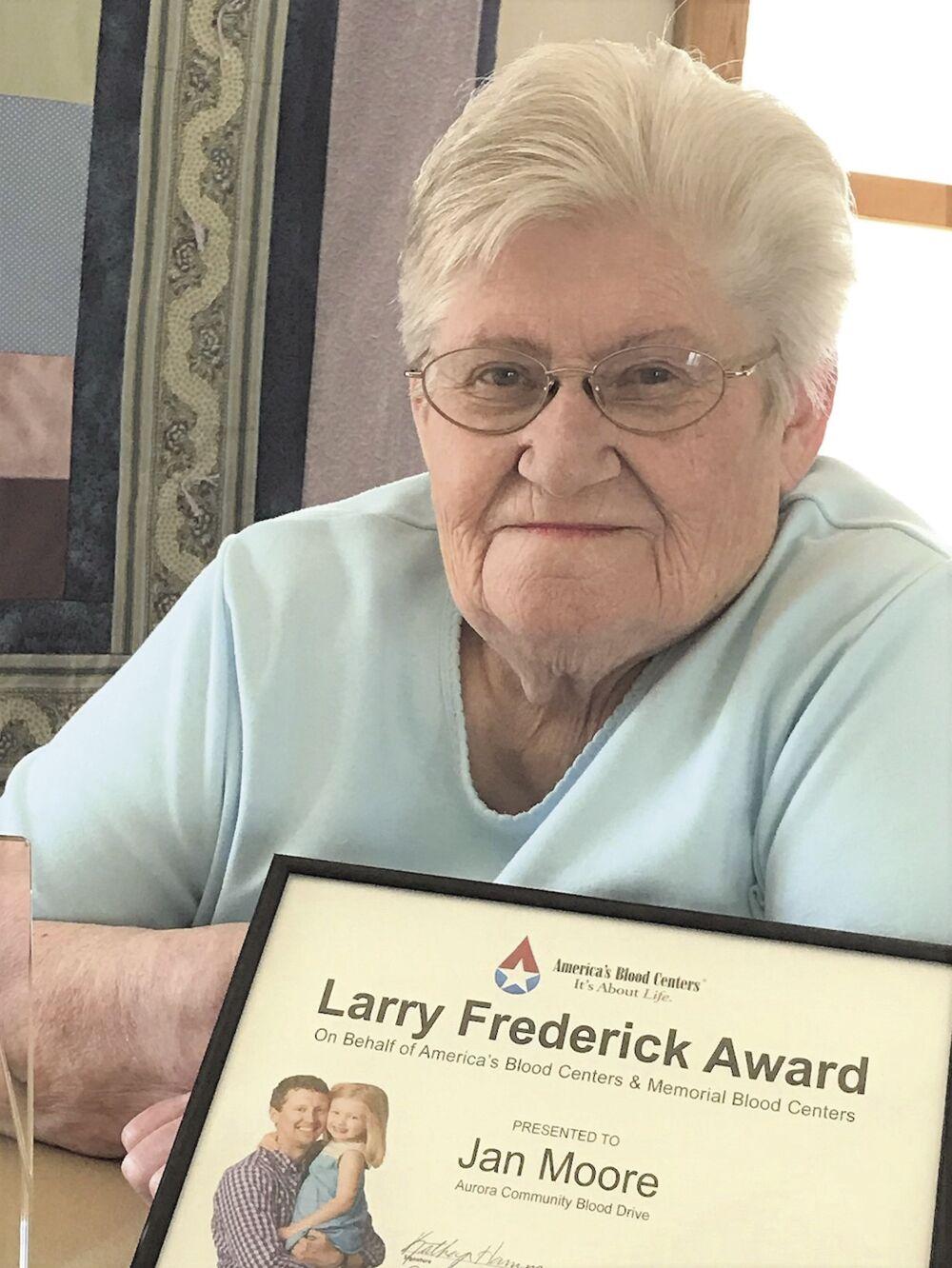 Aurora’s Jan Moore gets national blood drive award | Local ...