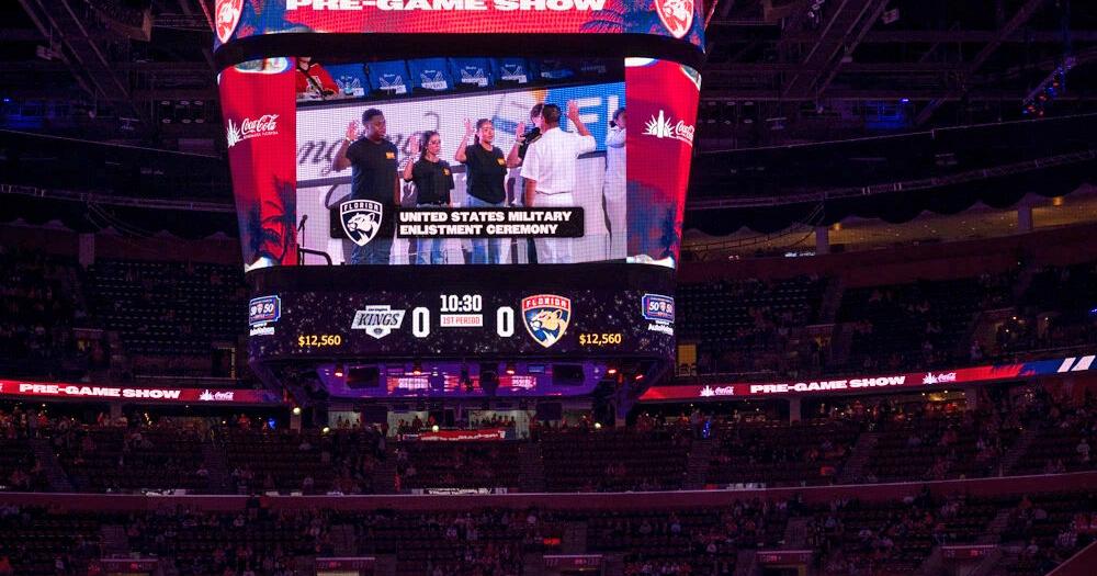 Four future Sailors swear in at Florida Panthers game | Quarterdeck ...