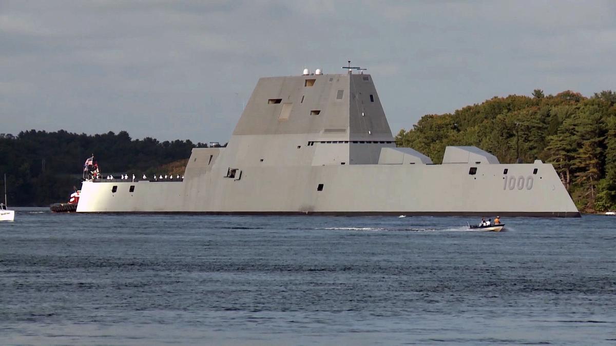 Navy's most advanced warship, USS Zumwalt departs Bath Iron Works ...