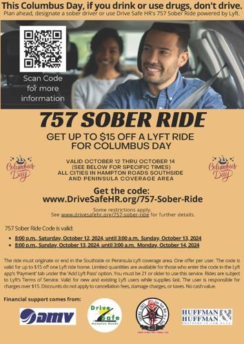 757 Sober Rides for Columbus Day Weekend (this Saturday and Sunday ...