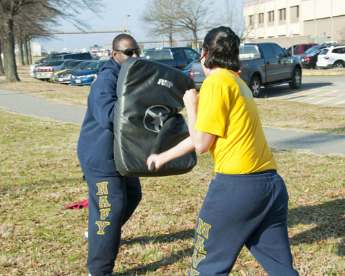 Sailors train to repel an attacker when sprayed with OC day spray | Top ...