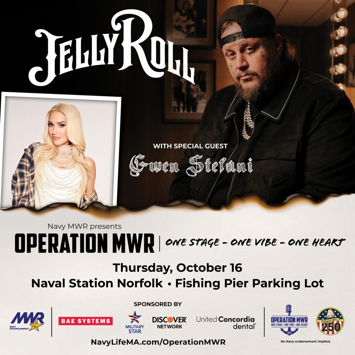 Operation MWR announces Jelly Roll & Gwen Stefani in concert on NSN ...