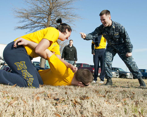 Sailors train to repel an attacker when sprayed with OC day spray | Top ...