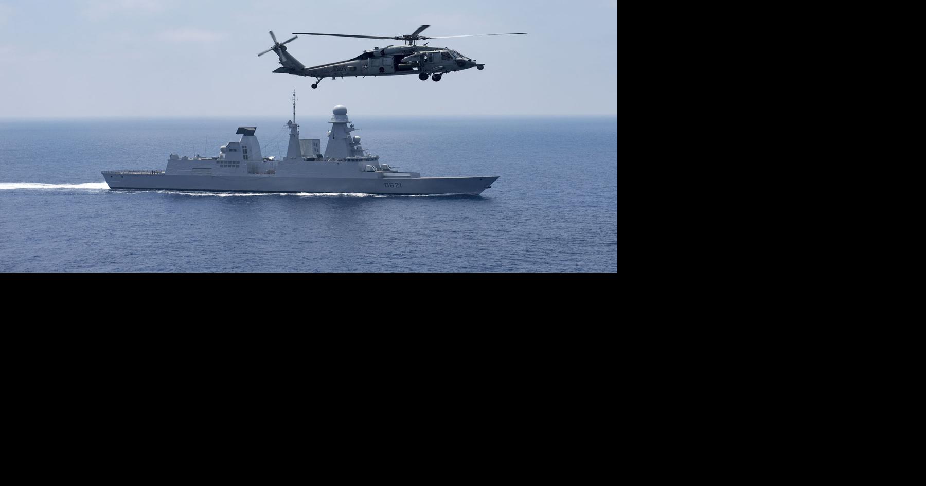 USS Theodore Roosevelt, French ship Chevalier Paul cross deck Sailors ...