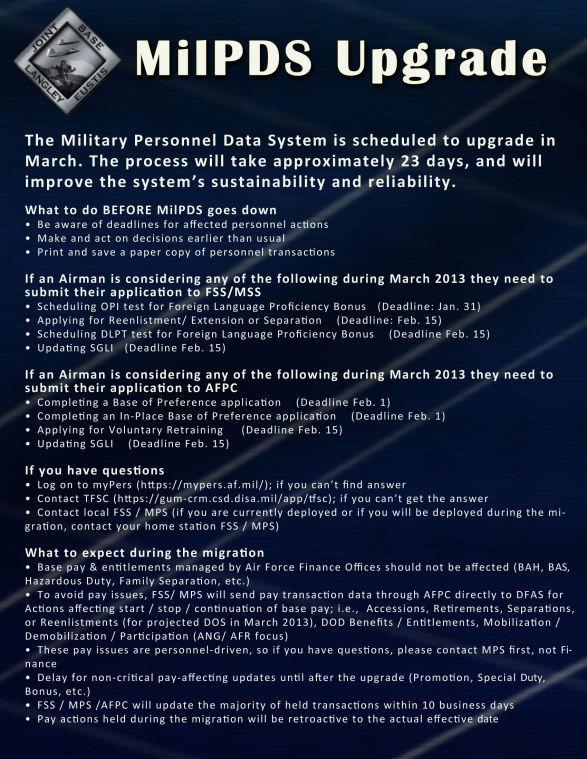 MilPDS Upgrade: Airmen should review personnel records, accomplish ...