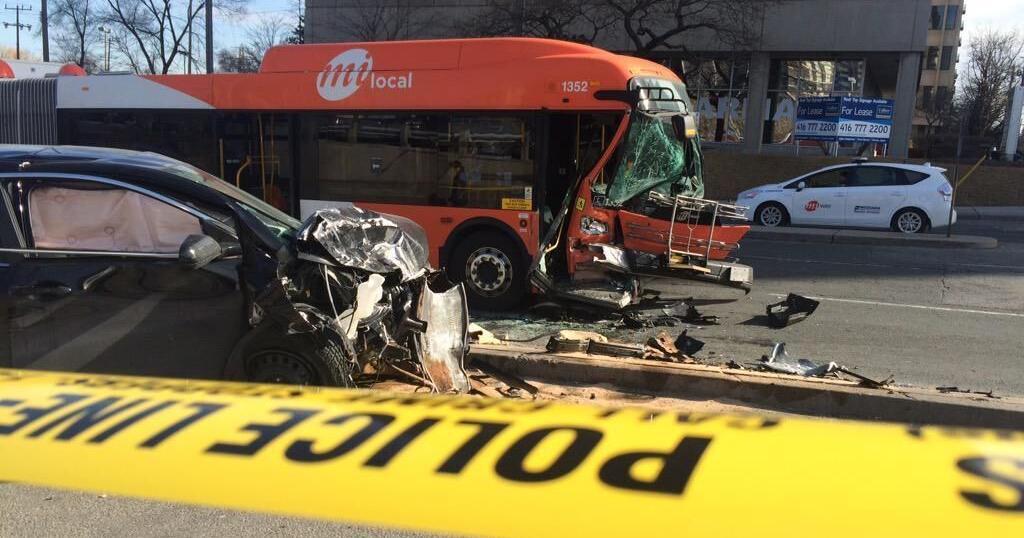 PHOTOS ADDED: Eleven people injured in MiWay Transit bus crash in Etobicoke