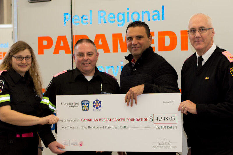 Paramedics wore pink epaulettes