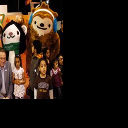 Olympic mascots hug South Asian community