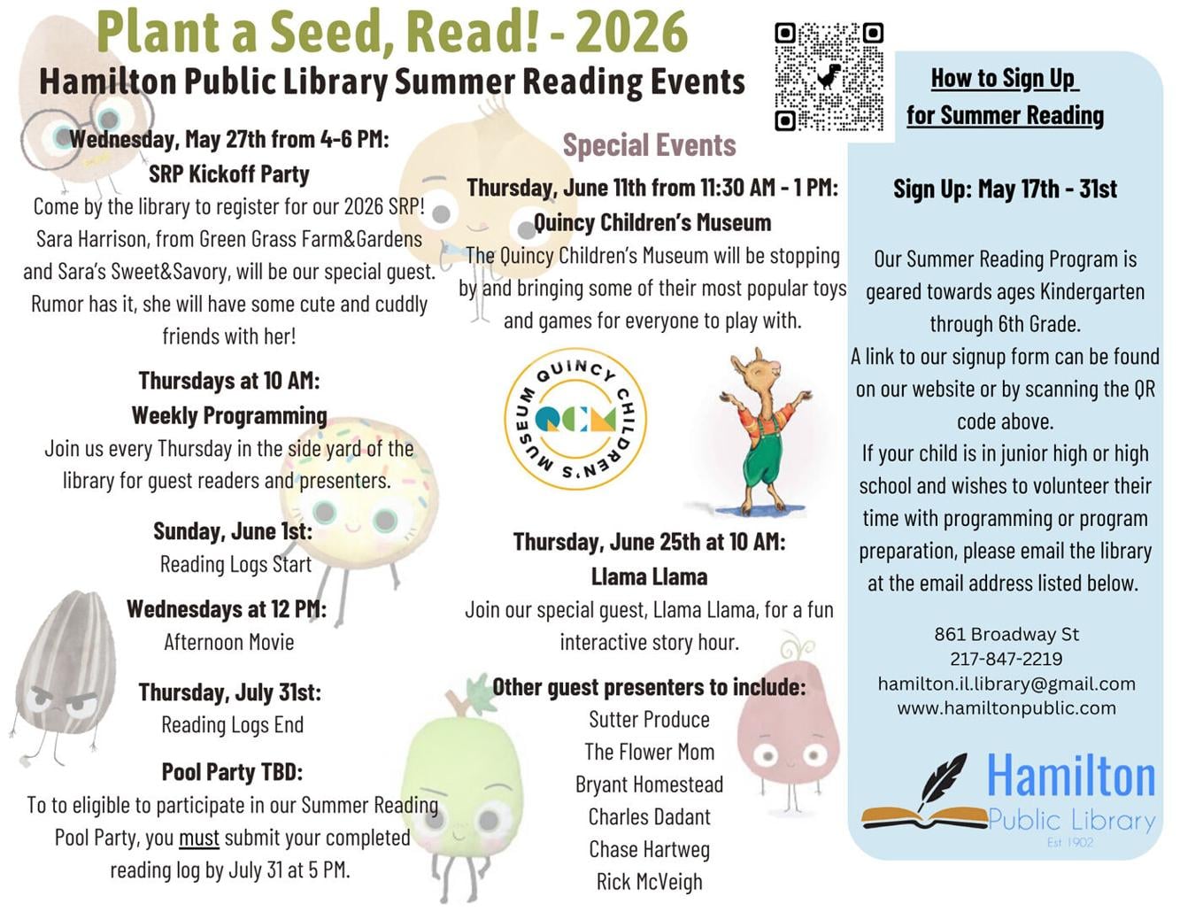 Hamilton Public Library Summer Reading Program “Plant a Seed, Read ...
