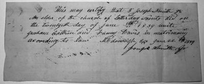 Document written by Joseph Smith found in WIU archives | Hancock County ...