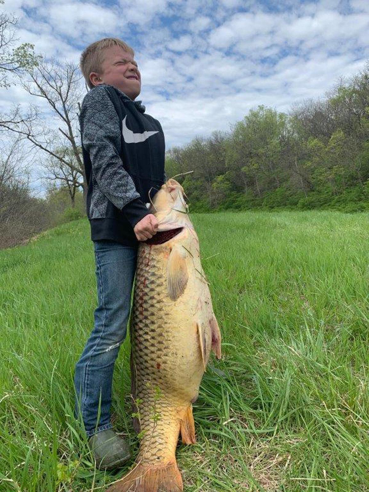60 pound 8 year old catches 42 pound carp | Daily Democrat ...