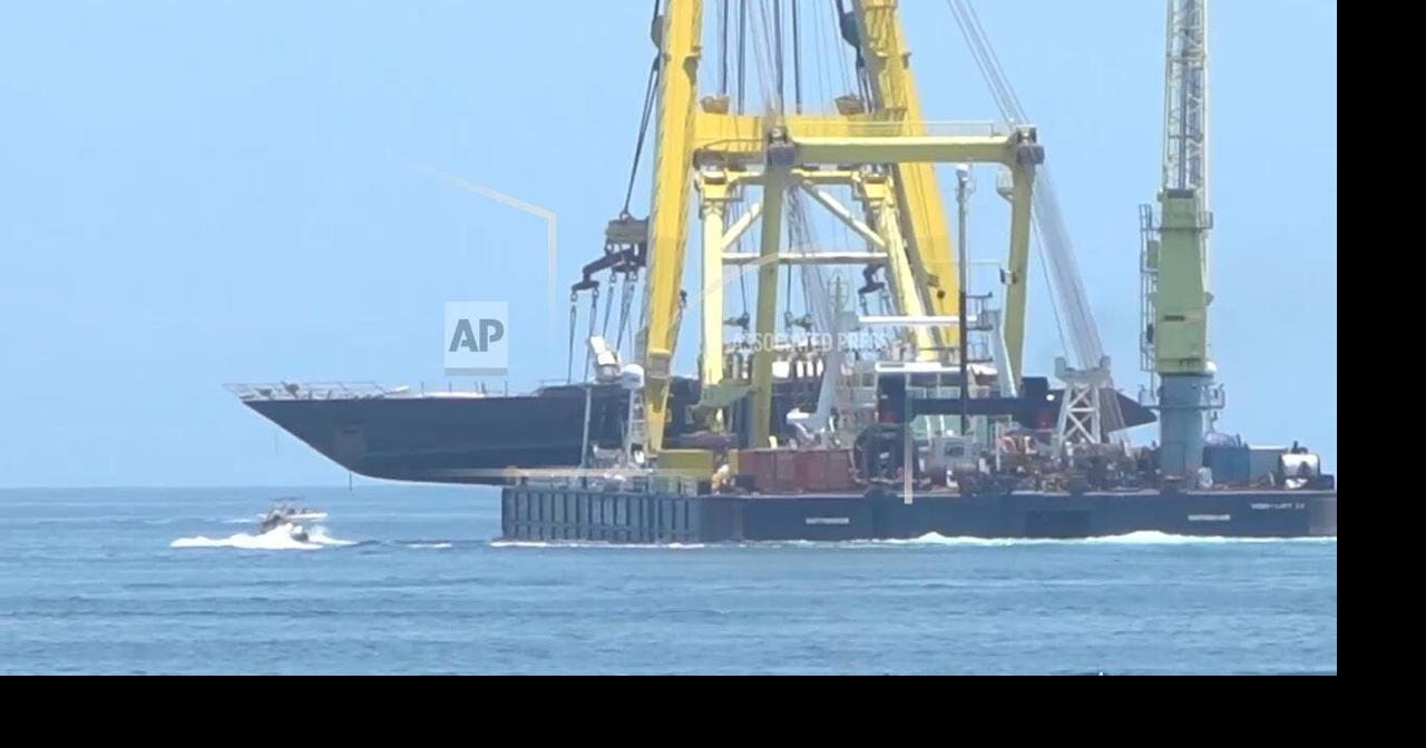 The recovered Bayesian superyacht takes its final journey to a Sicilian ...