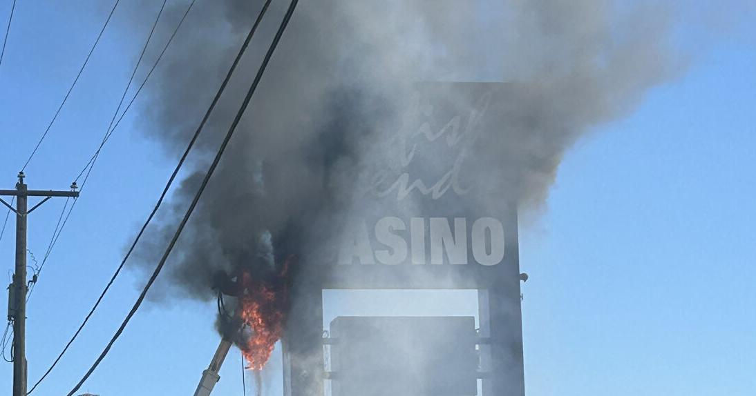 Contractor escapes uninjured after casino sign catches fire | The Hawk ...