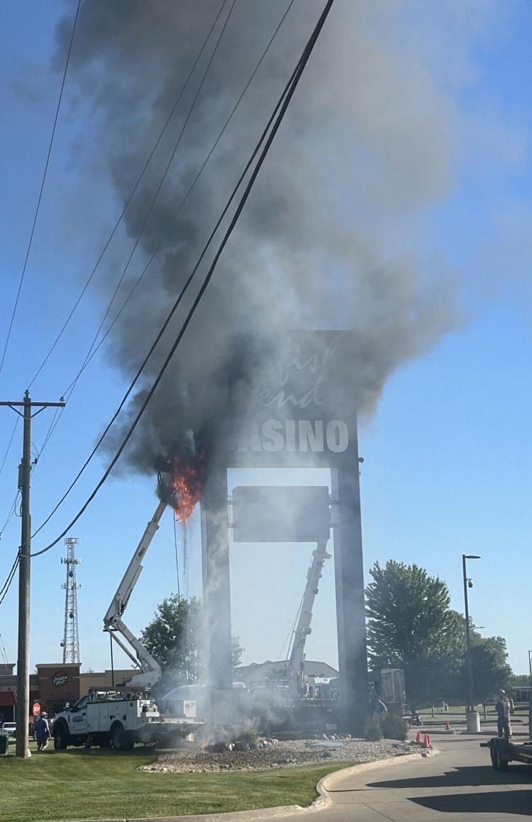 Contractor escapes uninjured after casino sign catches fire | The Hawk ...