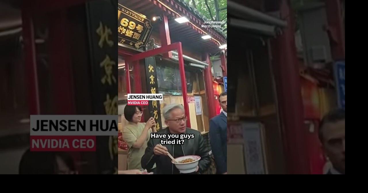 Nvidia Ceo Jensen Huang Eats Noodles On The Streets Of Beijing