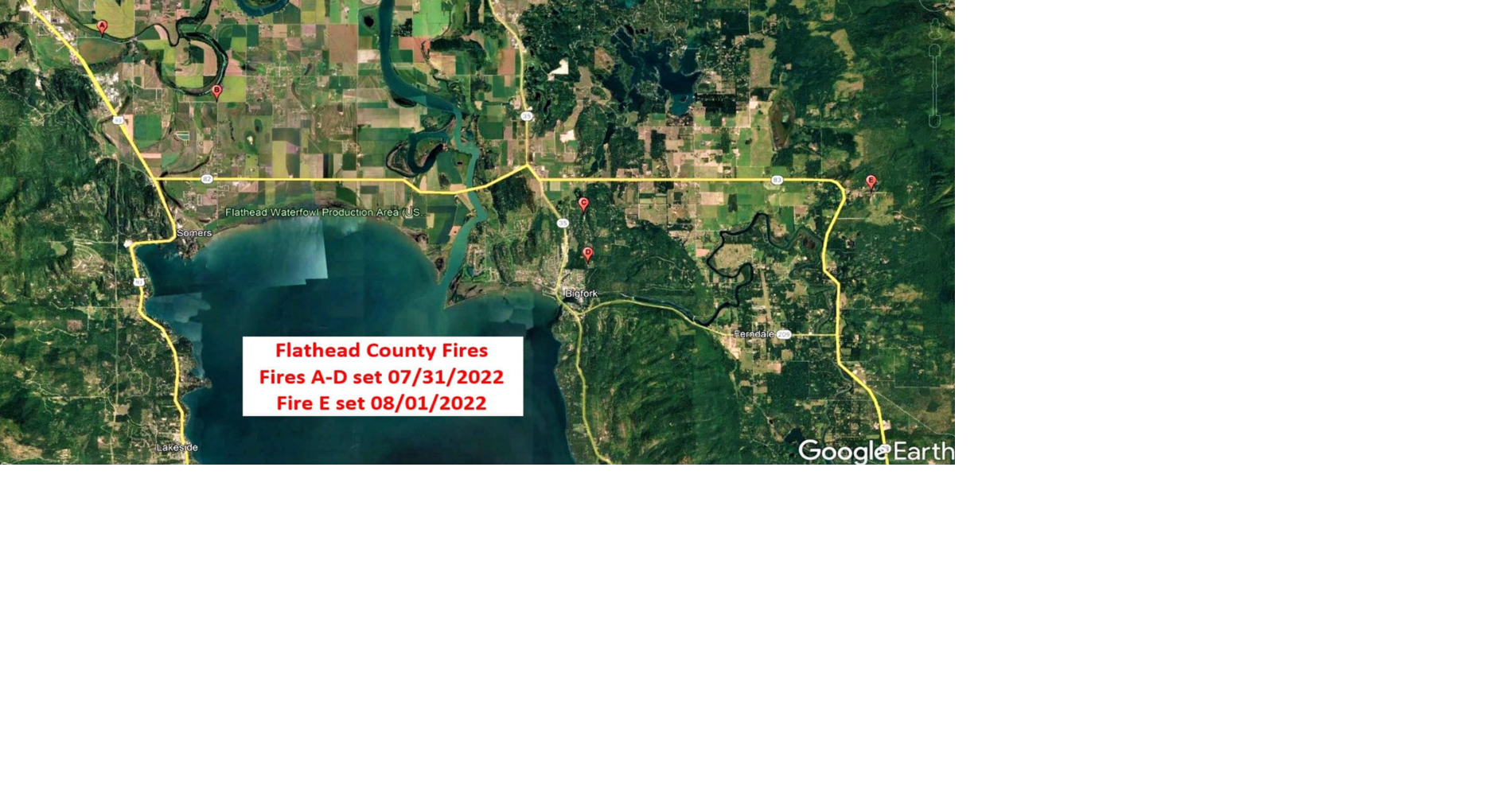 Clues sought in five Flathead fires