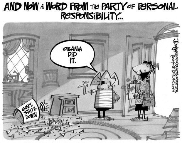 CARTOON: 'Party of personal responsibility' blaming Obama for mess it made