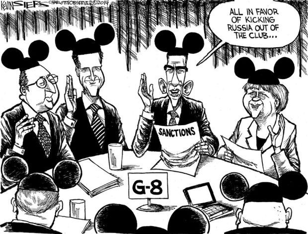 CARTOON: Obama proposes kicking Russia out of Mickey Mouse - er, G-8 club
