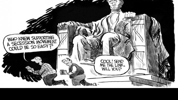 CARTOON: Secession petitions threaten to raise Lincoln from his chair ...