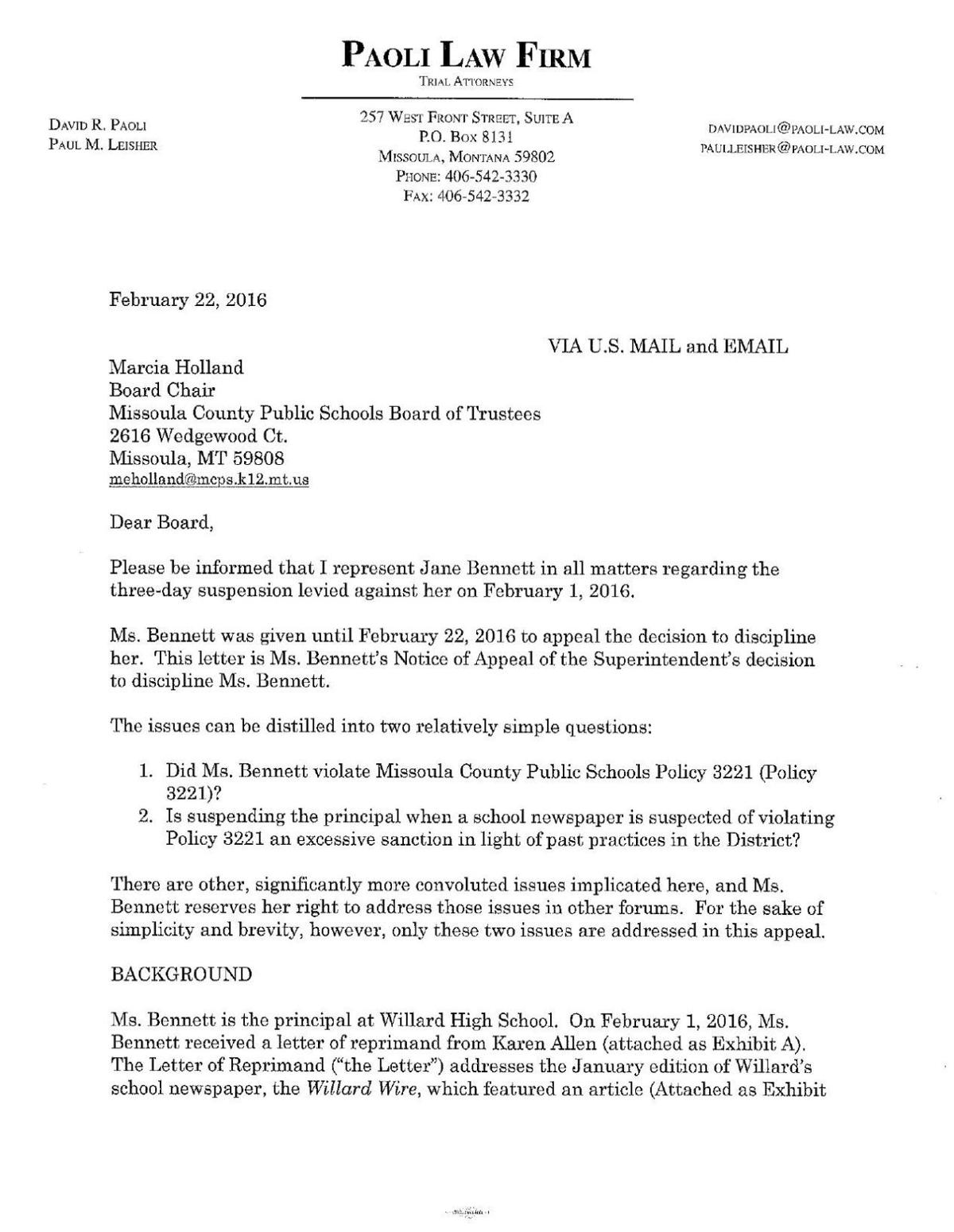 Jane Bennett Notice Of Appeal Of Suspension Missoulian jane-bennett-notice-of-appeal-of-suspension-missoulian