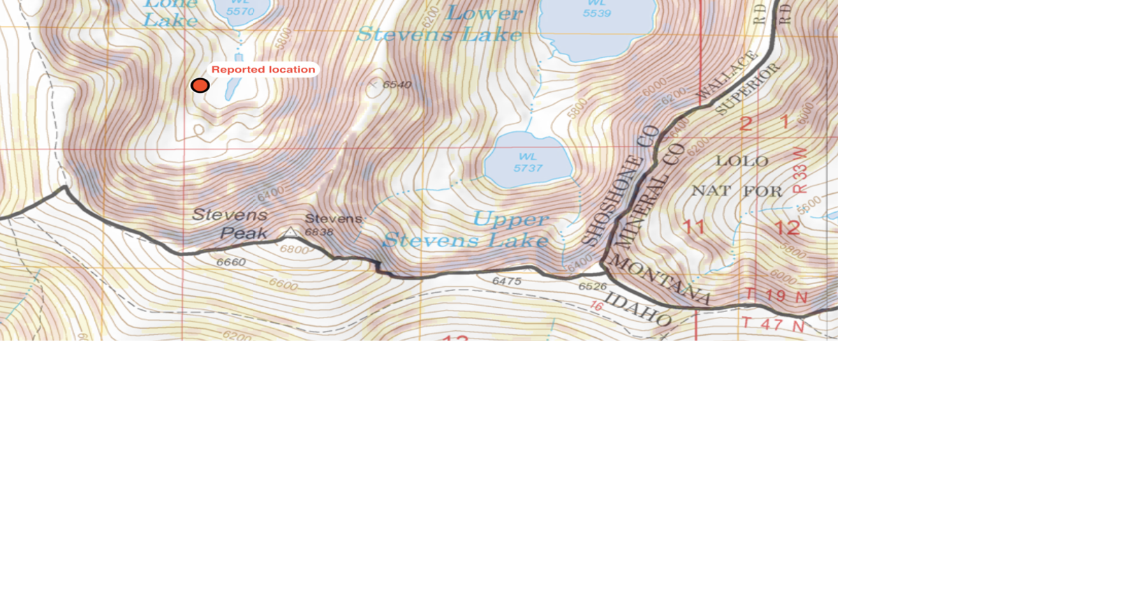 Stevens Peak Avalanche Map
