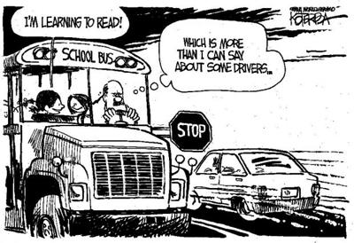 CARTOON: Some drivers need literary lessons when passing school buses