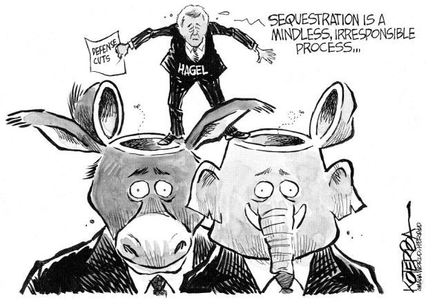 CARTOON: Hagel treading through 'mindless' sequestration cuts in Congress