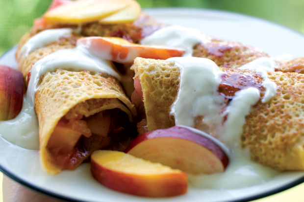 Healthy corn crepe that works with sweet or savory