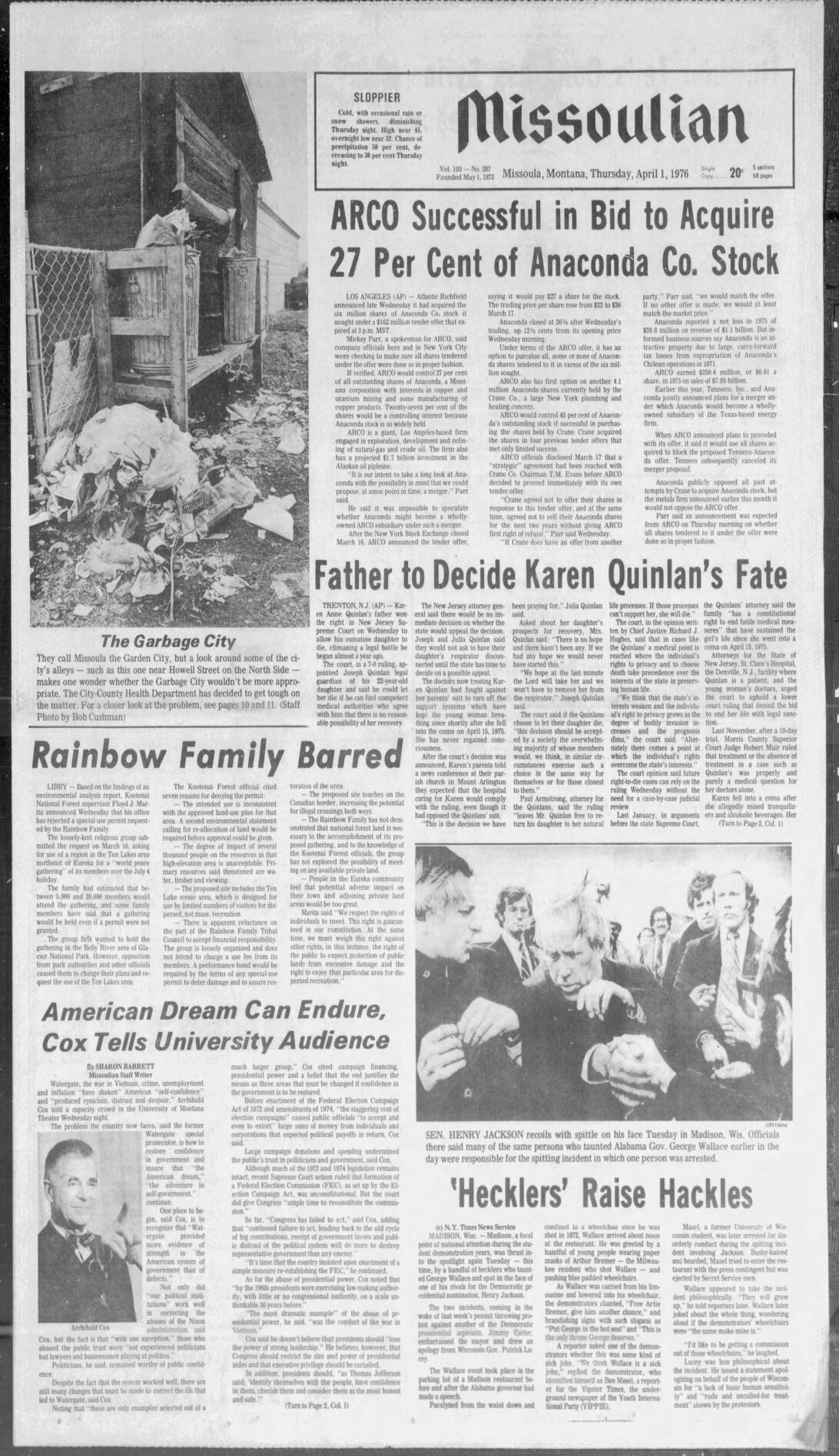 April 1 Missoulian news from 50, 25 years ago
