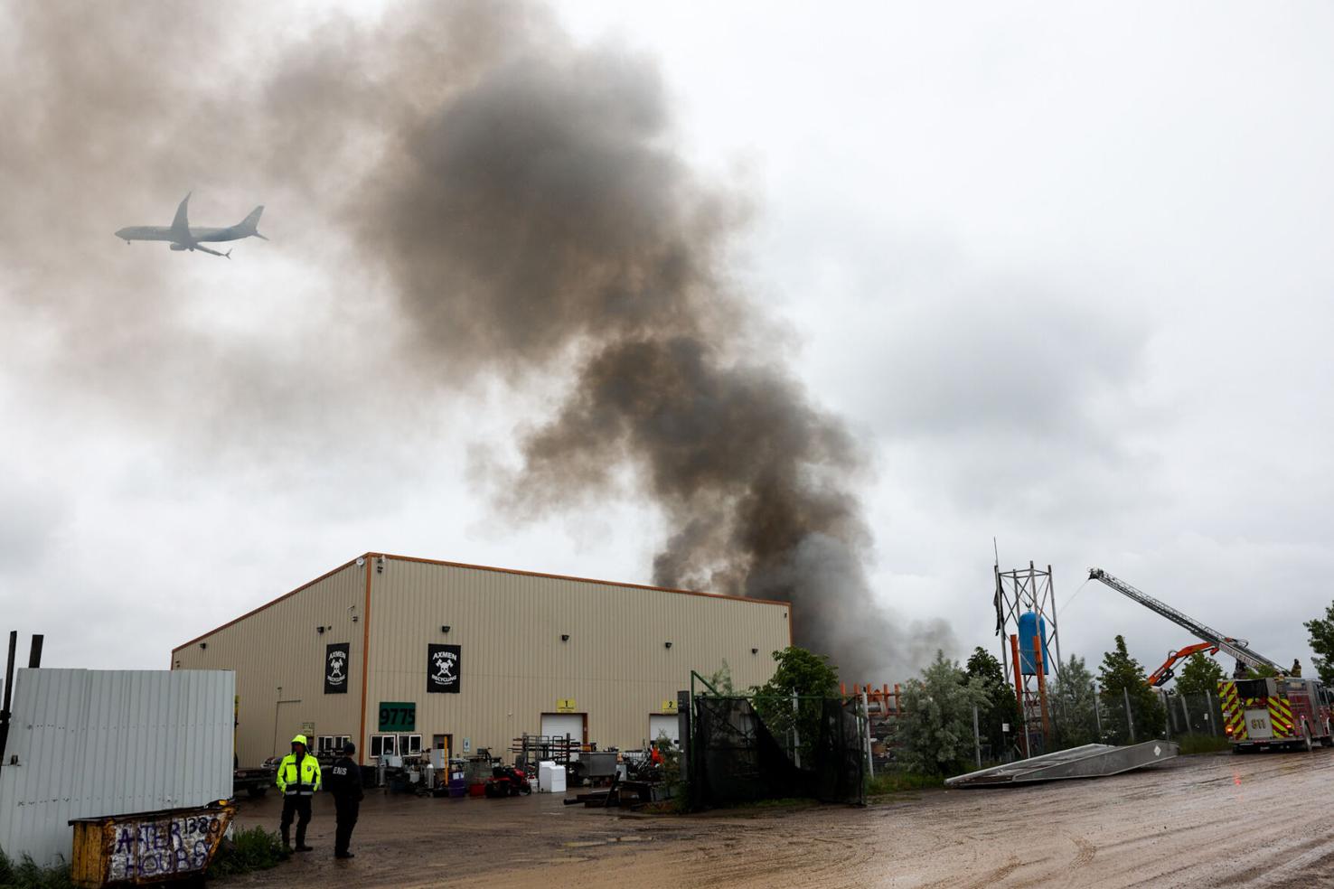 Missoula fire crew battle fire at Axmen recycling lot