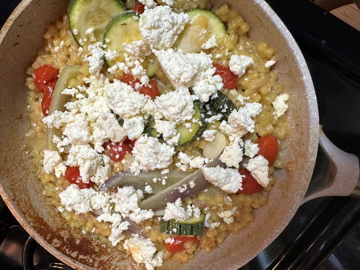 Cheese curd couscous recipe uses fresh vegetables