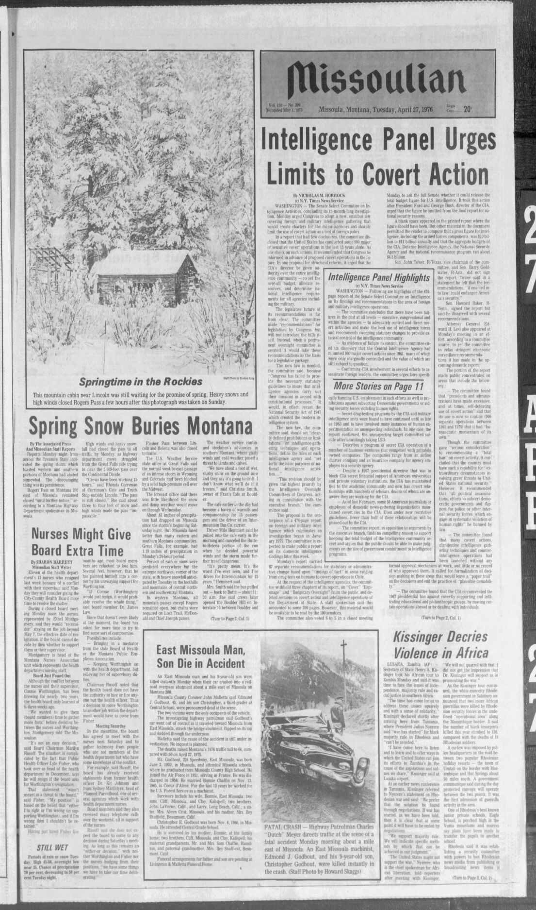 April 27 Missoulian news from 50, 25 years ago