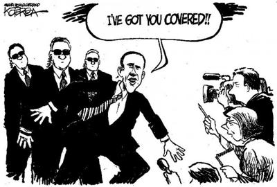 CARTOON: Obama protecting Secret Service from media fire