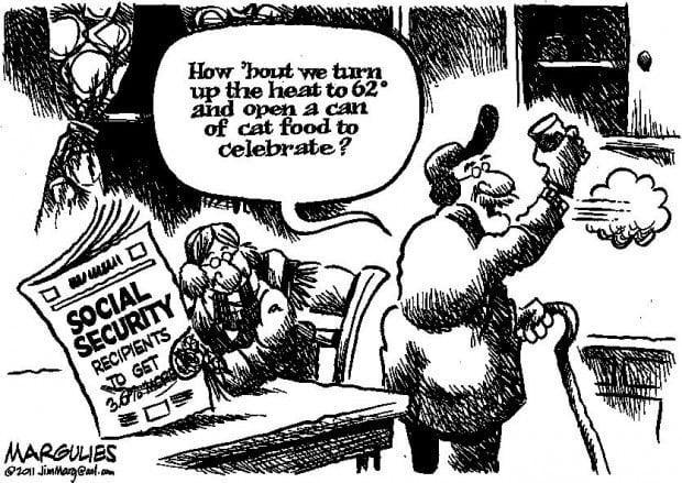 CARTOON: Recipients 'celebrate' meager Social Security increase