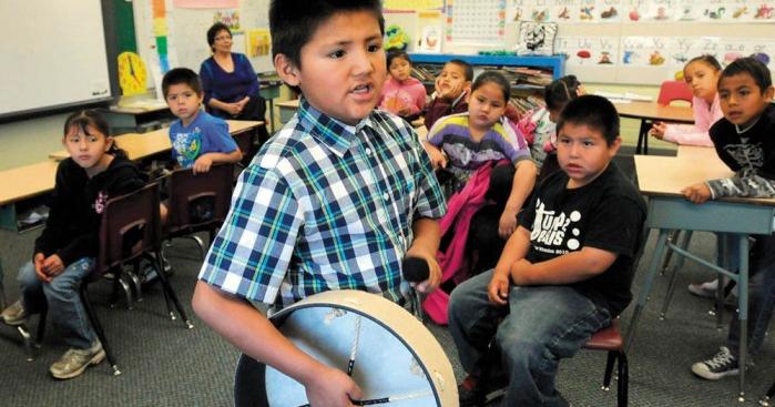 Crow members bring language, history alive to elementary school students