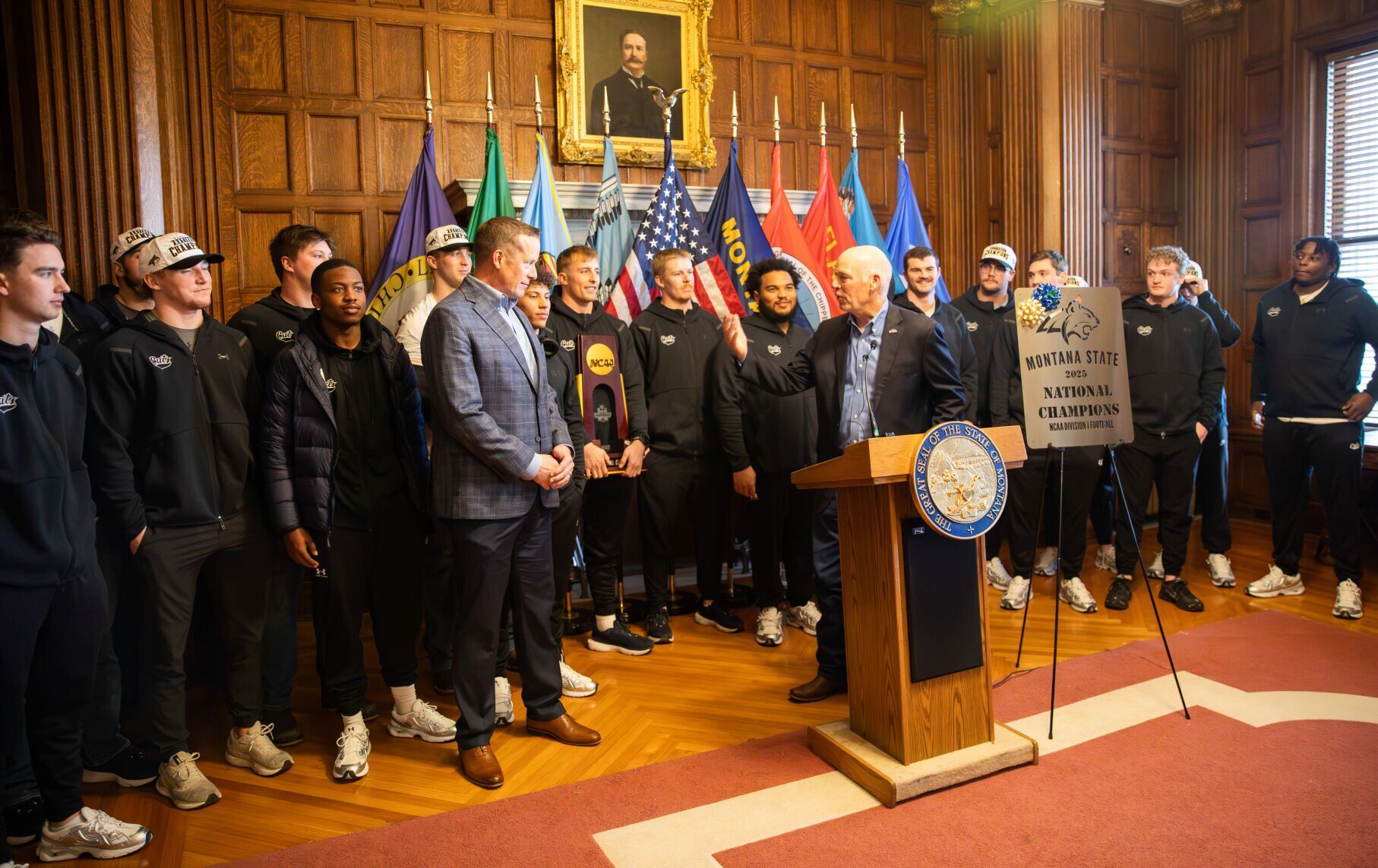 Gov. Greg Gianforte hosts national champion Montana State